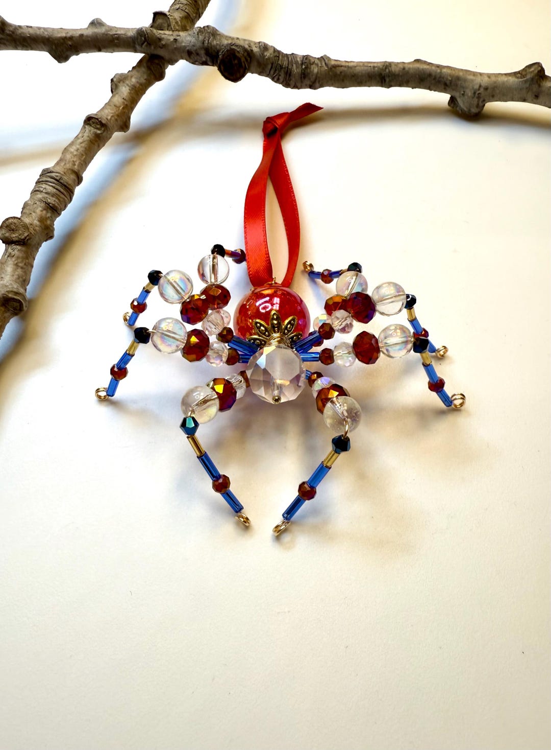 House Spider Ornament - Good Luck Talisman, Beaded Samhain Ornament ...