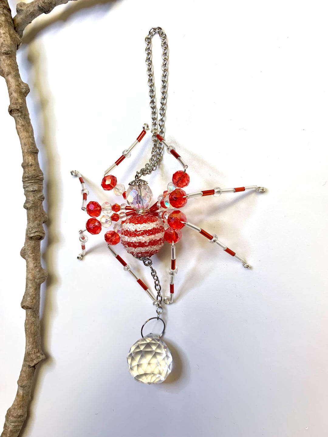 House Spider Suncatcher - Good Luck Talisman, Beaded Sun Catcher, Fairy ...