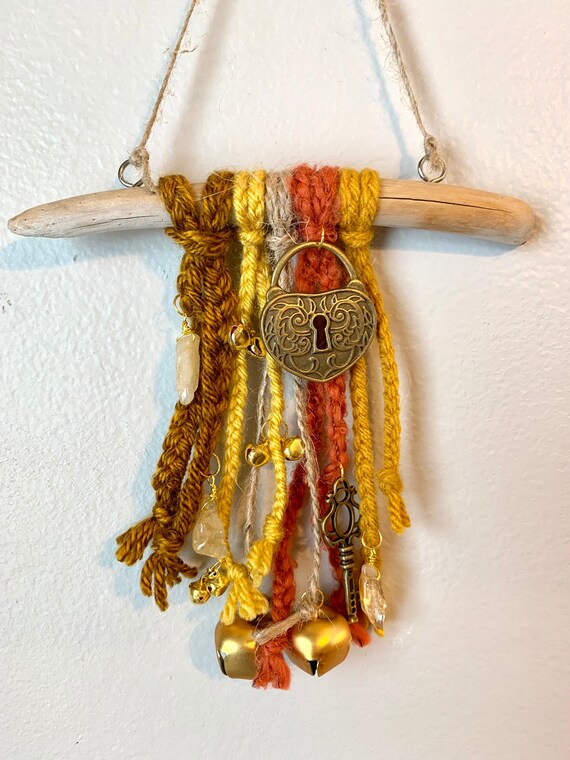 Witches Bells on Driftwood Lock and Key Witchcraft Vintage | Etsy