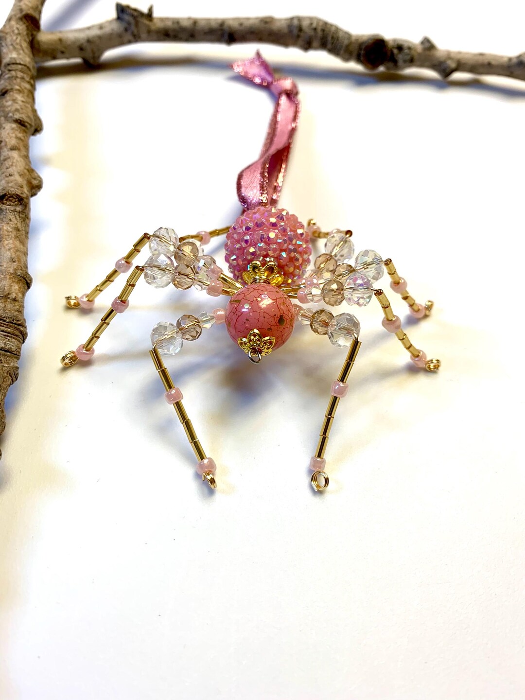 House Spider Ornament - Good Luck Talisman, Beaded Samhain Ornament ...