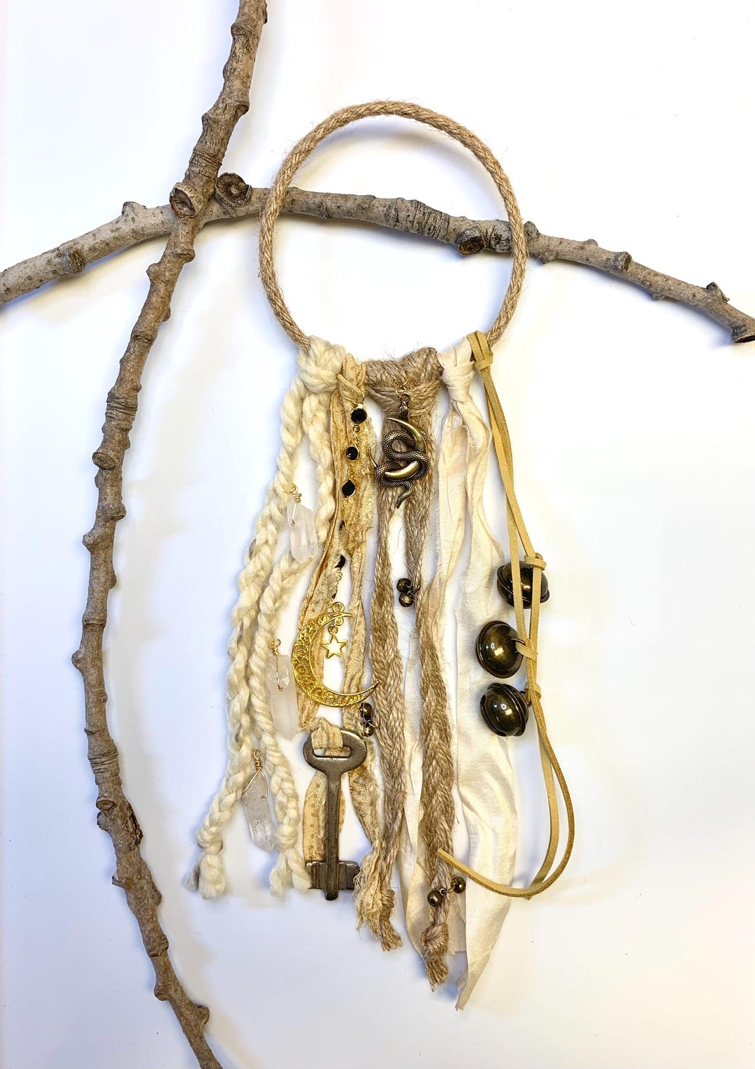Witches Bells: Year of the Snake - Skeleton Key, Quartz & Charms - Etsy