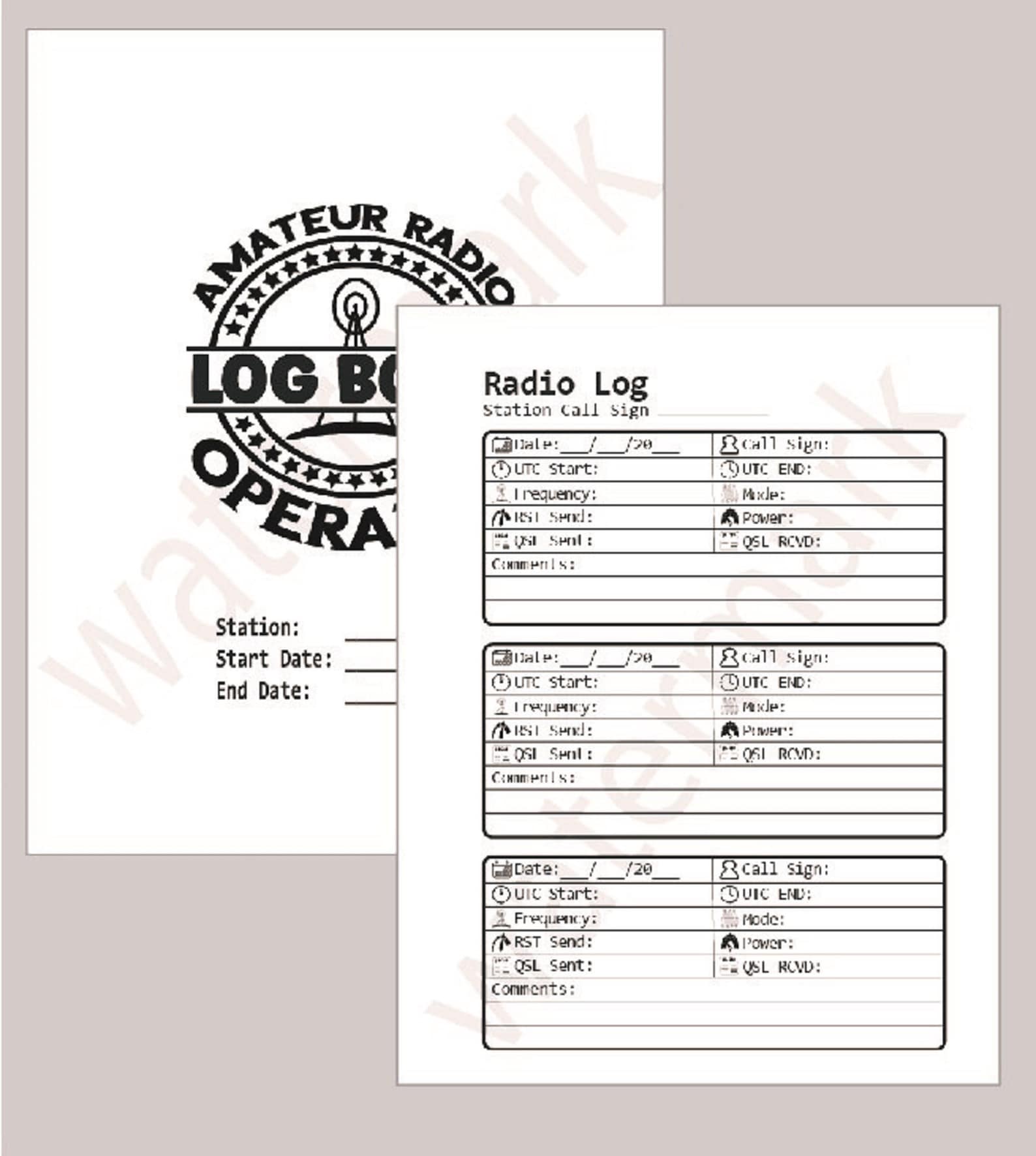 Ham Radio Printable Contact Log Pages Amateur Radio Downloadable Log ...
