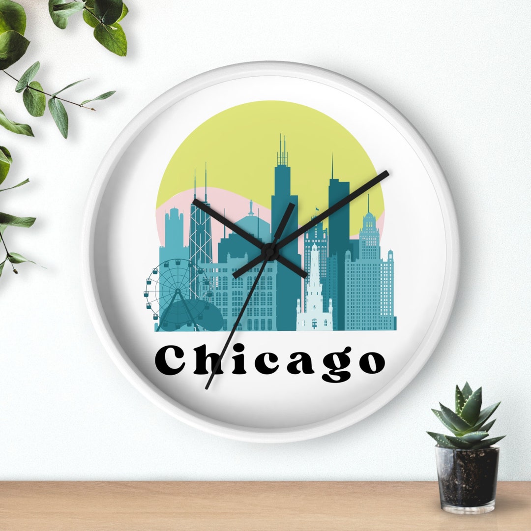 Modern Chicago Skyline Wall Clock Sleek Minimalist Design Perfect Gift ...
