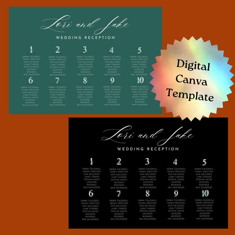 Editable Wedding Seating Chart | Canva Download | Seating Plan | DIY ...