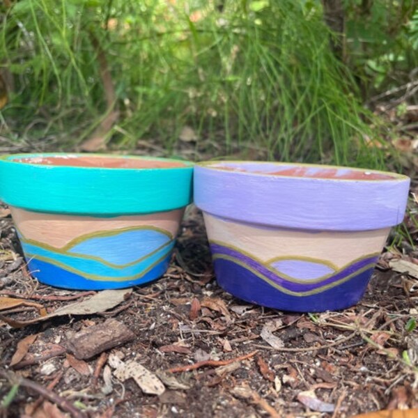 Painted Clay Pots - Etsy