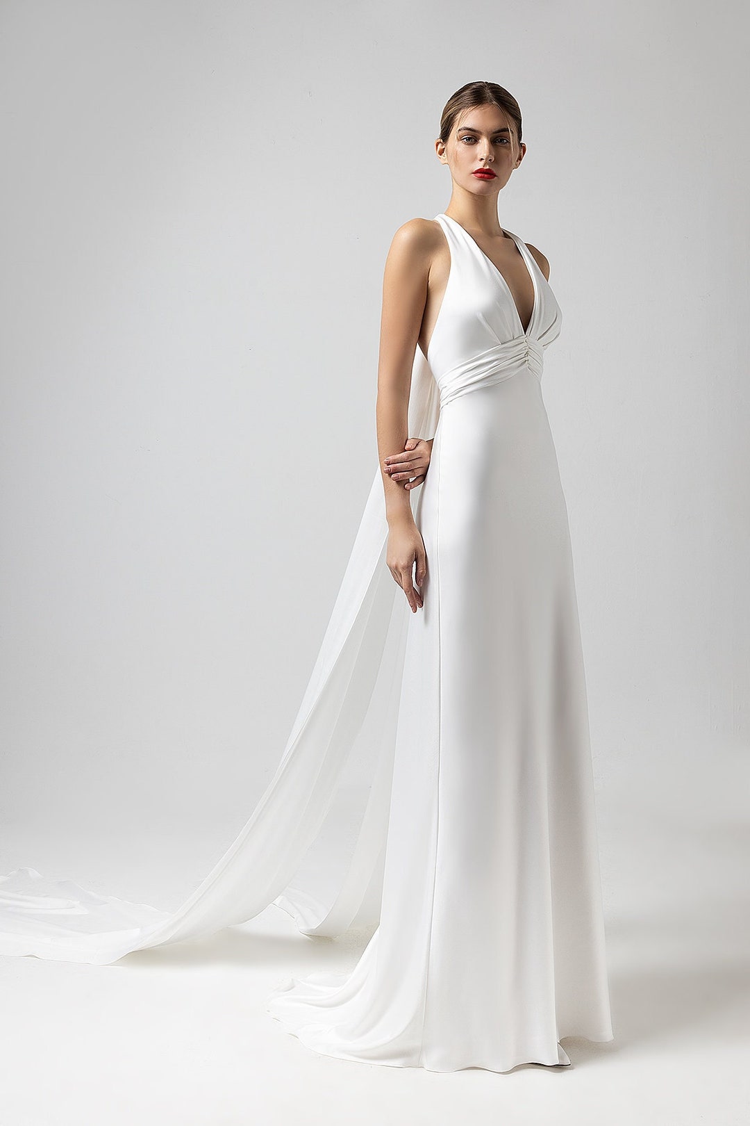 Sexy Wedding Dress ATHENA. Satin Wedding Dress Bridal Gown With Train ...