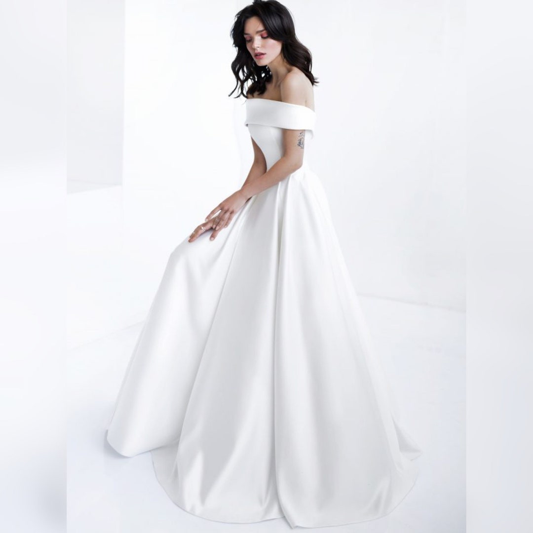 Modest Wedding Dress ALLYN. Reception Dress Satin Wedding Dress Long ...