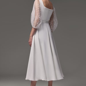 Midi Wedding Dress EDISON. Crepe Wedding Dress Casual Wedding Dress ...