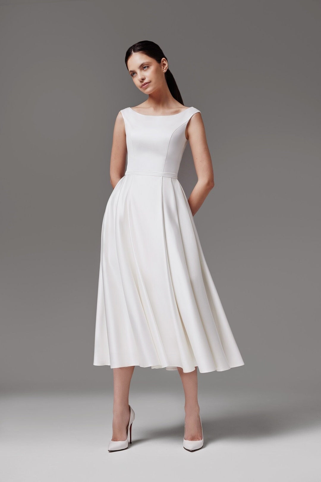 Civil Wedding Dress BRIANNA MIDI. Midi Wedding Dress | A-line ...