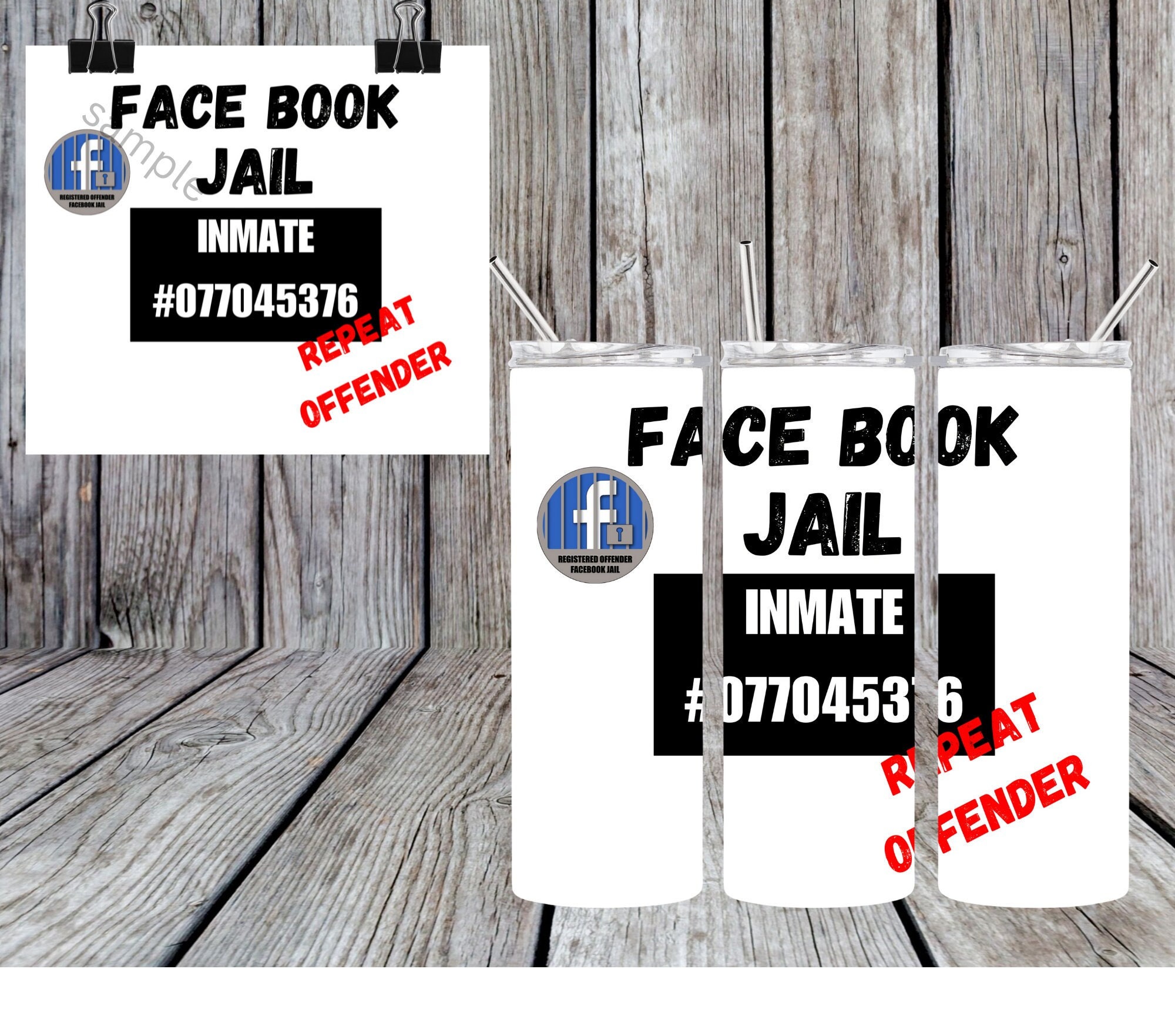 Facebook Jail, PNG, Gag Gift, Digital Download, Tumbler Wrap, Funny ...