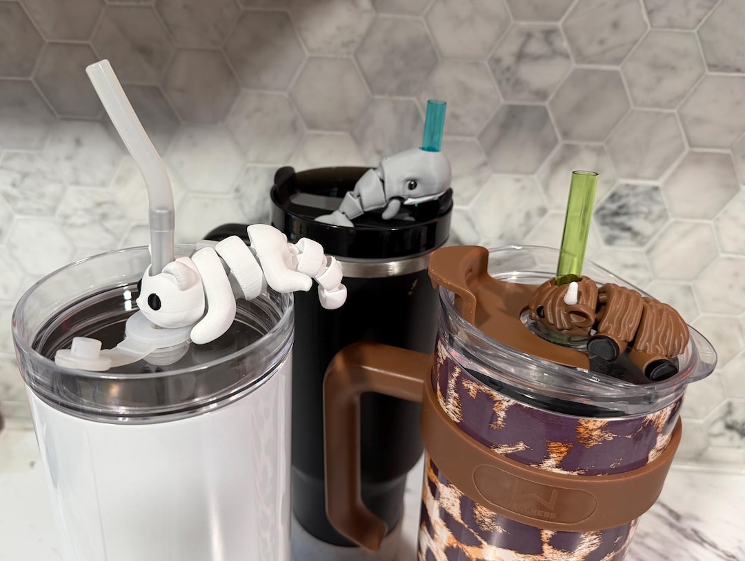 Animal Straw Topper - Straw Buddies - Dolphin - Highland Cow- Whale ...