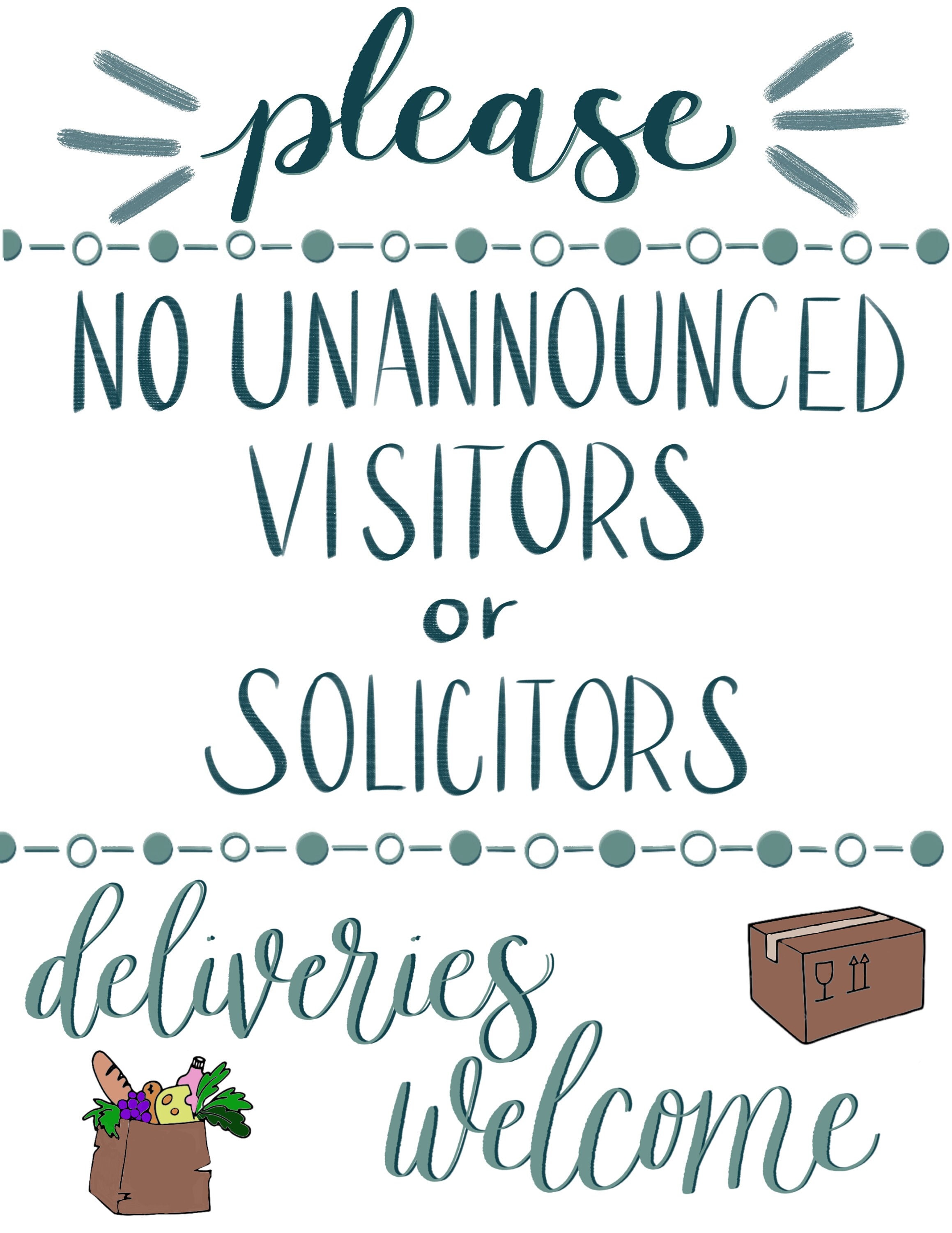 No Unannounced Visitors Sign Digital Download - Etsy