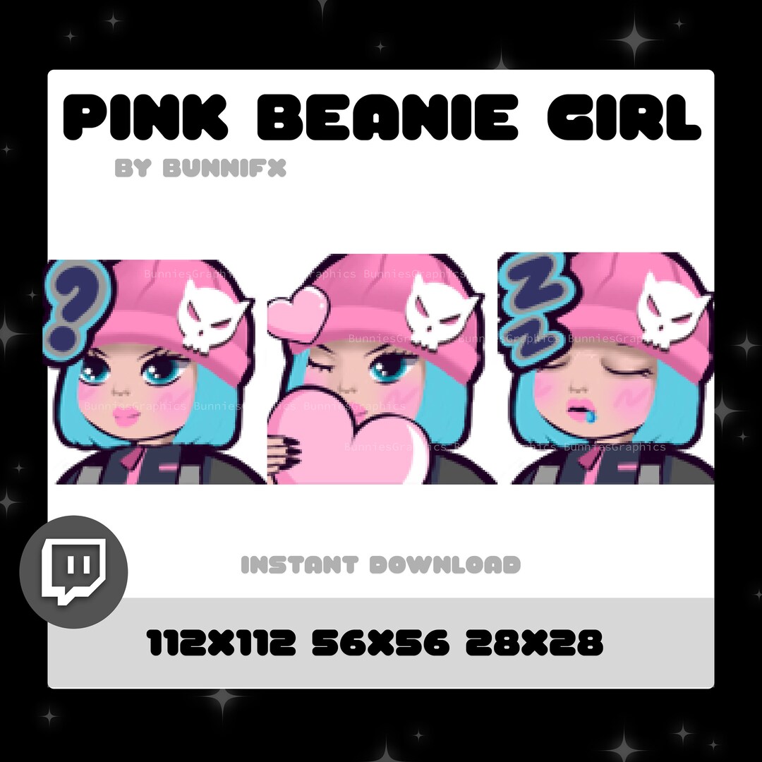 Cute Beanie Girl / Twitch & Discord Emotes 3 Pack - Etsy