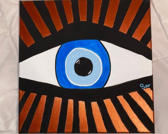 Greek Evil Eye Abstract Painting - Etsy