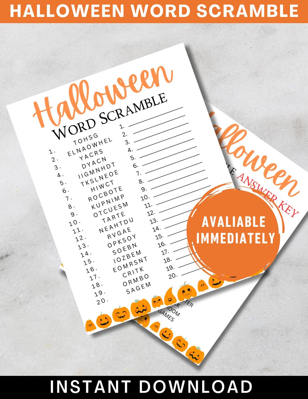 Halloween Word Scramble | Halloween Party Game | Halloween Theme | Kid ...