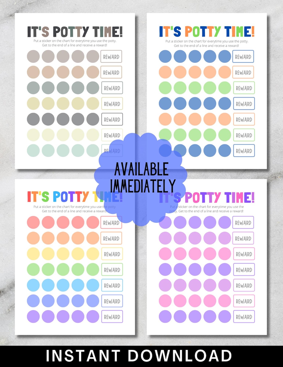Toddler Potty Training Reward Chart: Printable Prize Tracker (digital ...