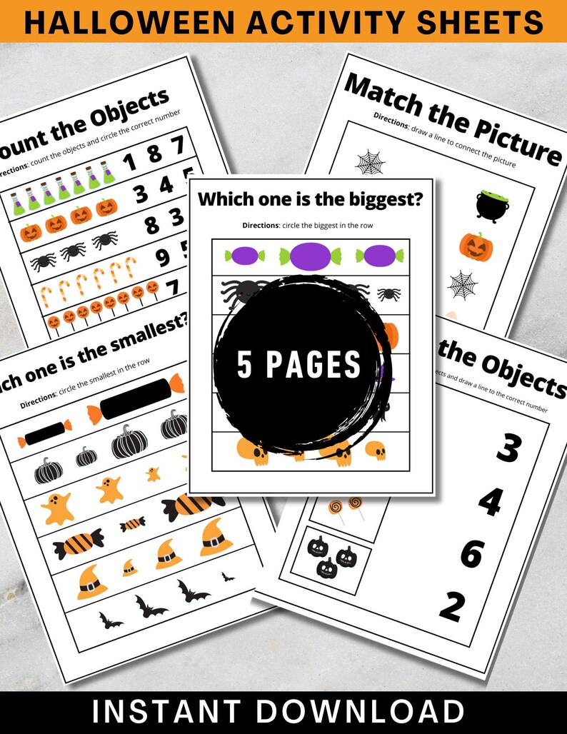 Halloween Toddler Activity Sheets: Games & Worksheets (PDF) - Etsy