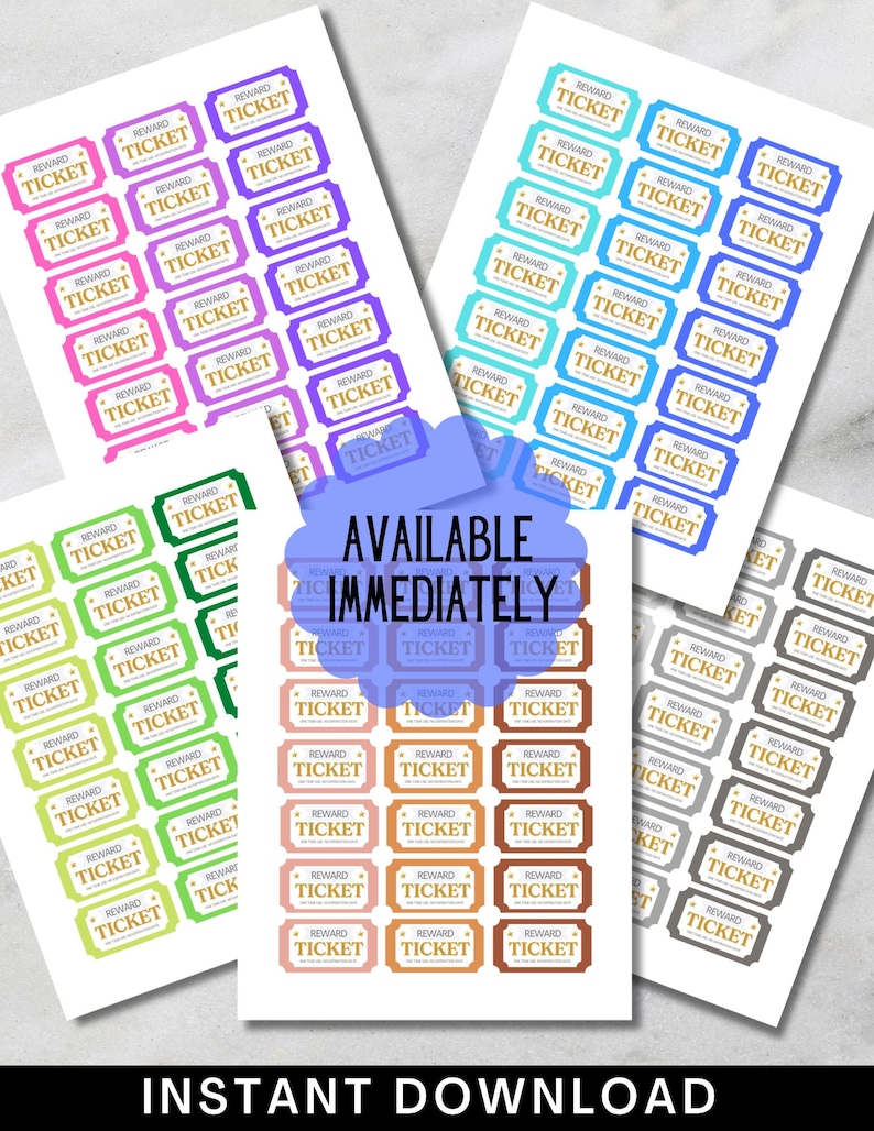 Printable Reward Tickets for Kids: Behavior Management (digital ...