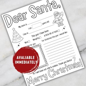 Dear Santa Letter | Christmas Printable | Letter to Santa | Christmas ...