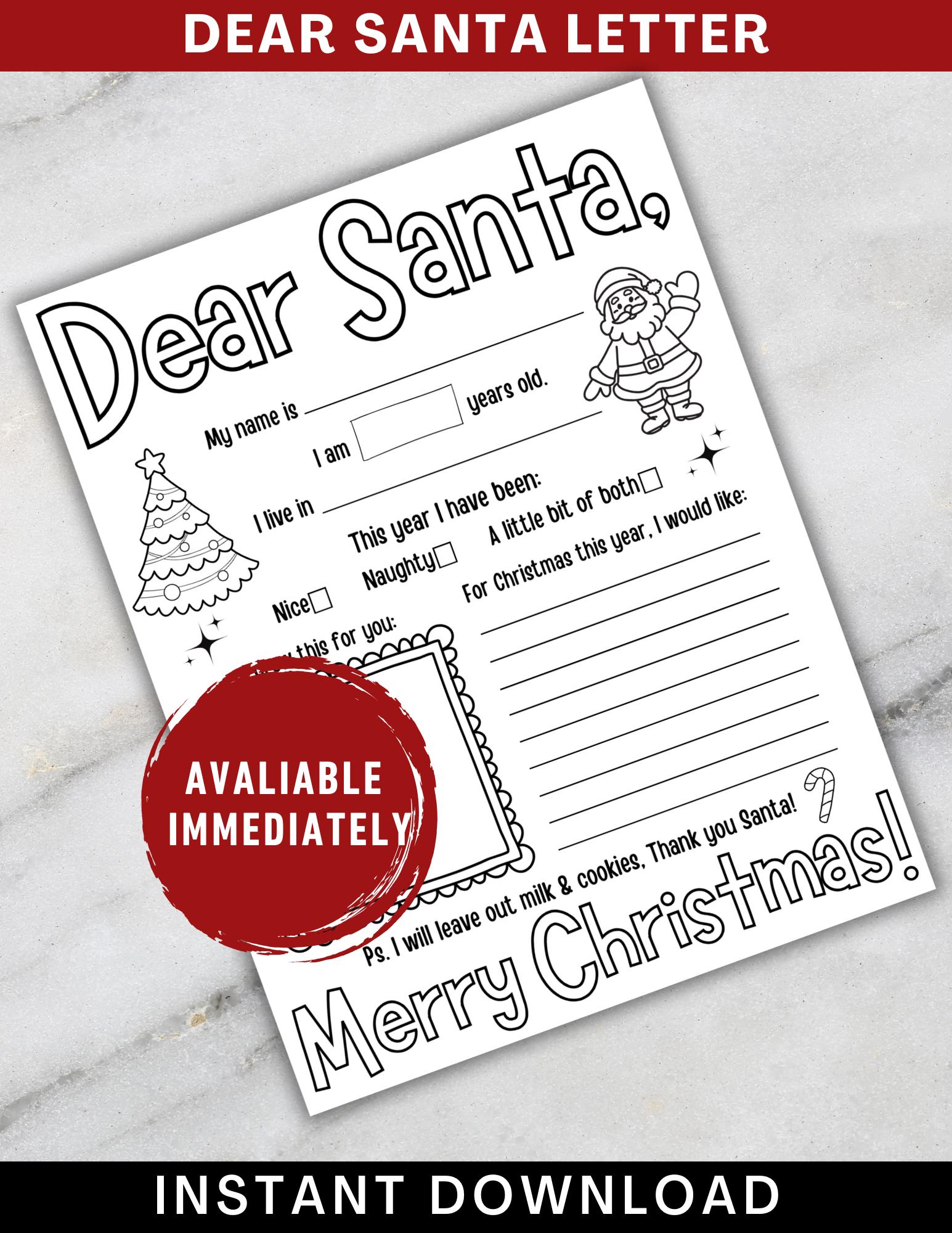 Dear Santa Letter | Christmas Printable | Letter to Santa | Christmas ...