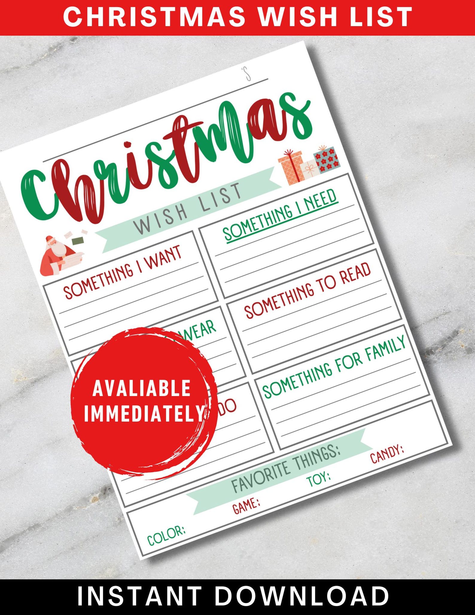 Christmas Wish List | Christmas List | Printable List to Santa ...