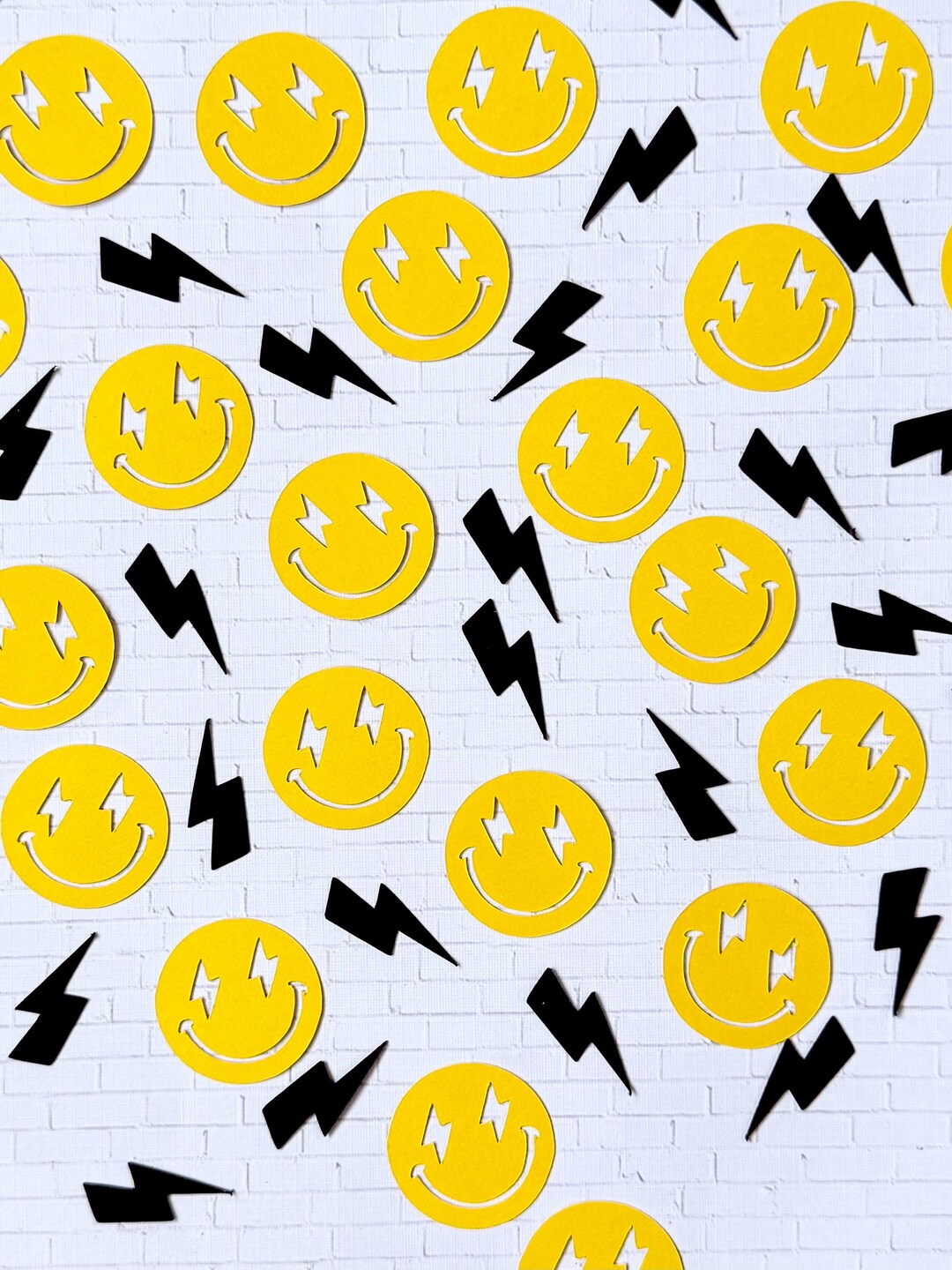 One Happy Dude Confetti | Lightning Smiley | Smiley Face Party Decor ...