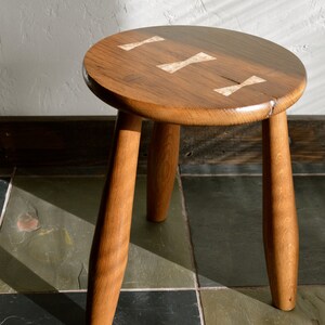 Milking Stool, Reclaimed Oak, With Birdseye Maple Bow Ties, -colorado ...