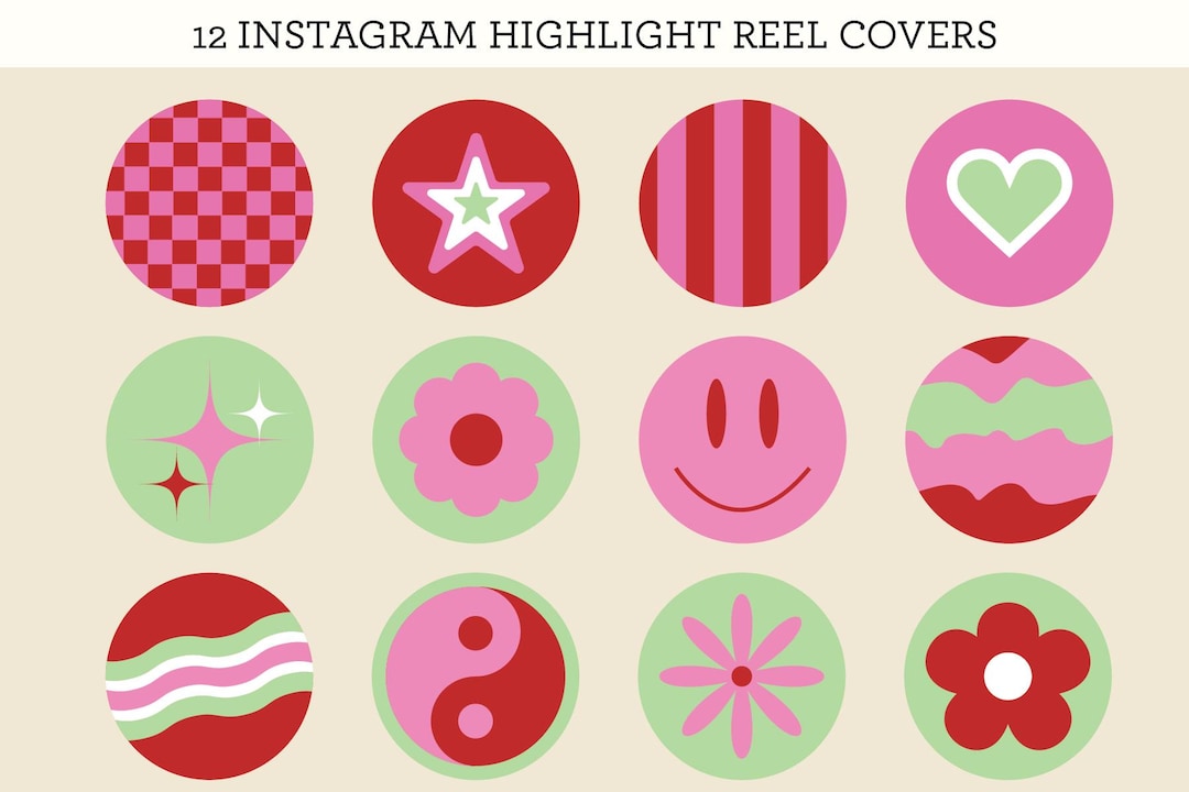 Instagram Reel Highlight Covers Digital Download - Red/green/pink Y2K ...