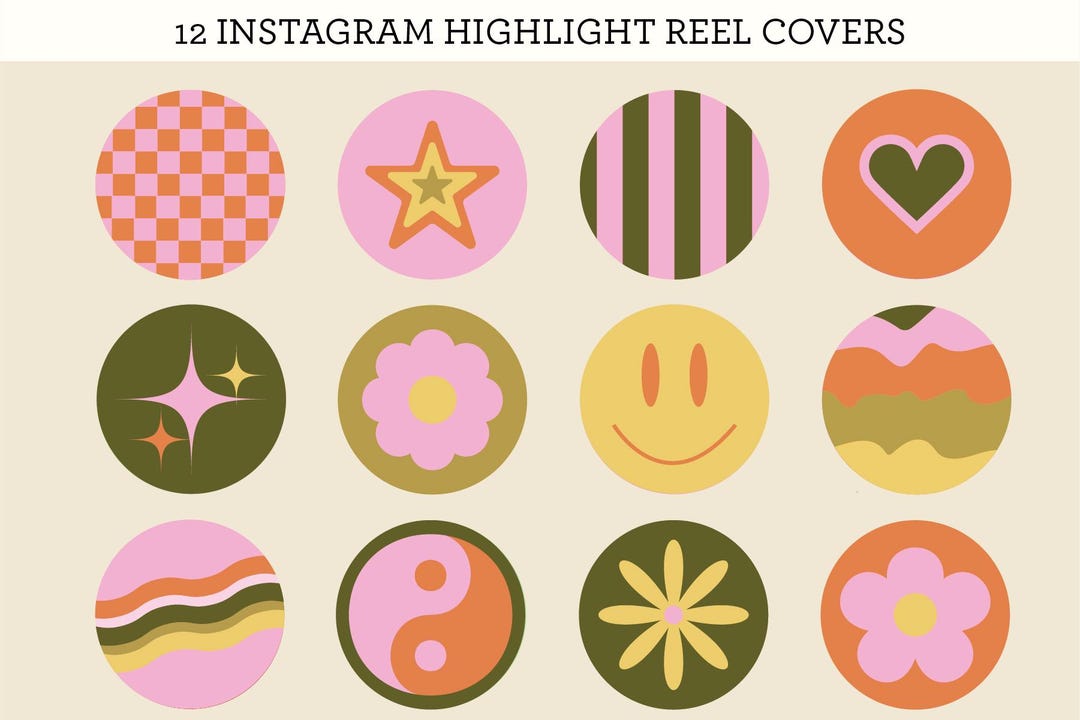 Instagram Reel Highlight Covers Digital Download - Pink/orange/green ...