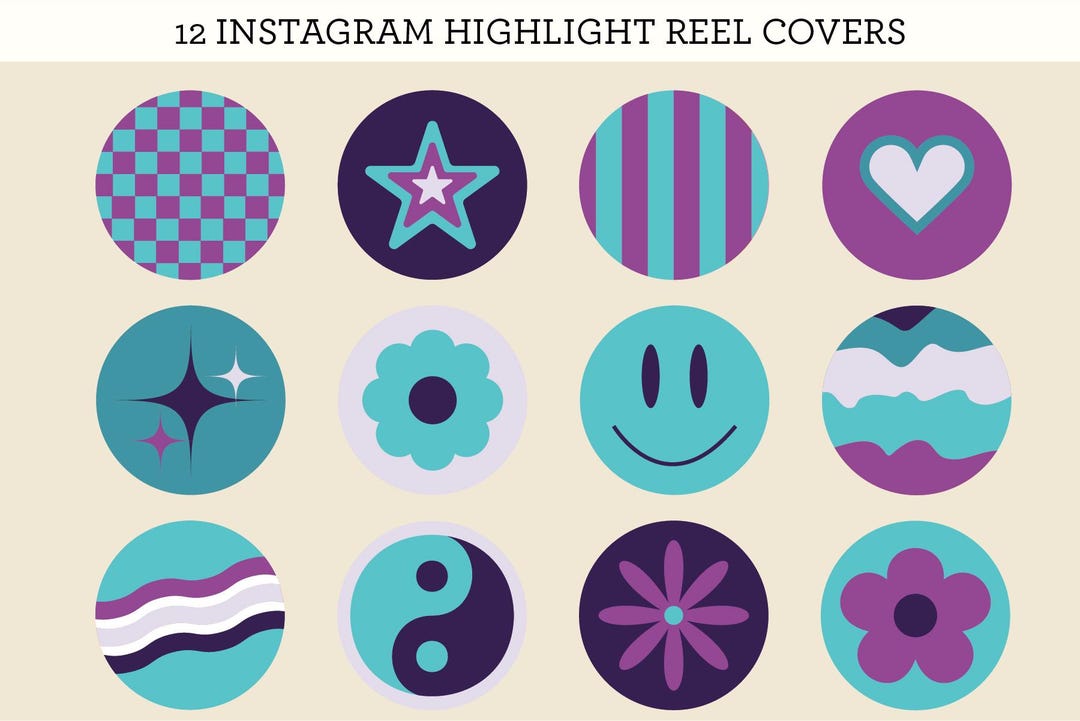 Instagram Reel Highlight Covers Digital Download - Blue/purple Y2K ...