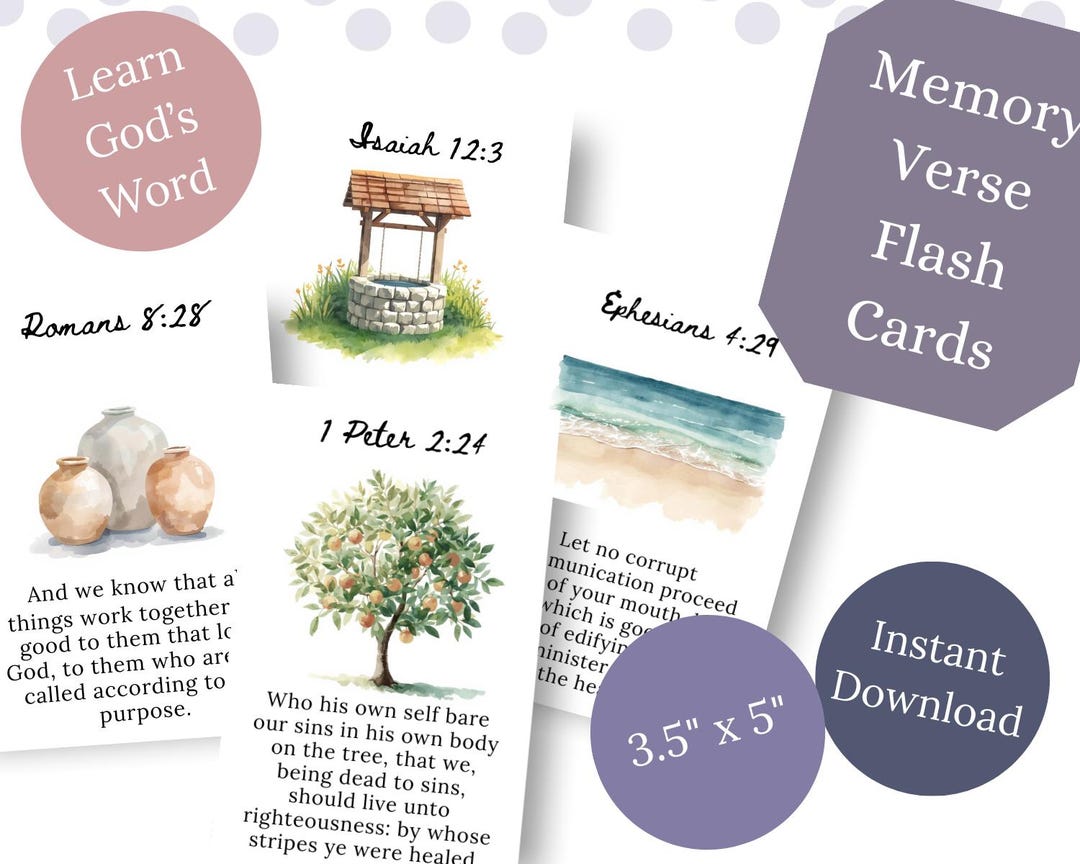 52 KJV Scripture Cards, Weekly Bible Verse Memorization, Printable ...