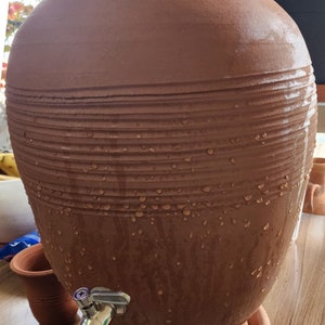Water Dispenser, Handcrafted Terracotta Water Pot With Lid, Clay Glass ...