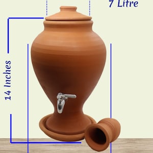 Terracotta Clay Dispenser, Handcrafted Earthen Clay Water Pot With Lid ...