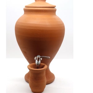 Terracotta Clay Dispenser, Handcrafted Earthen Clay Water Pot With Lid ...