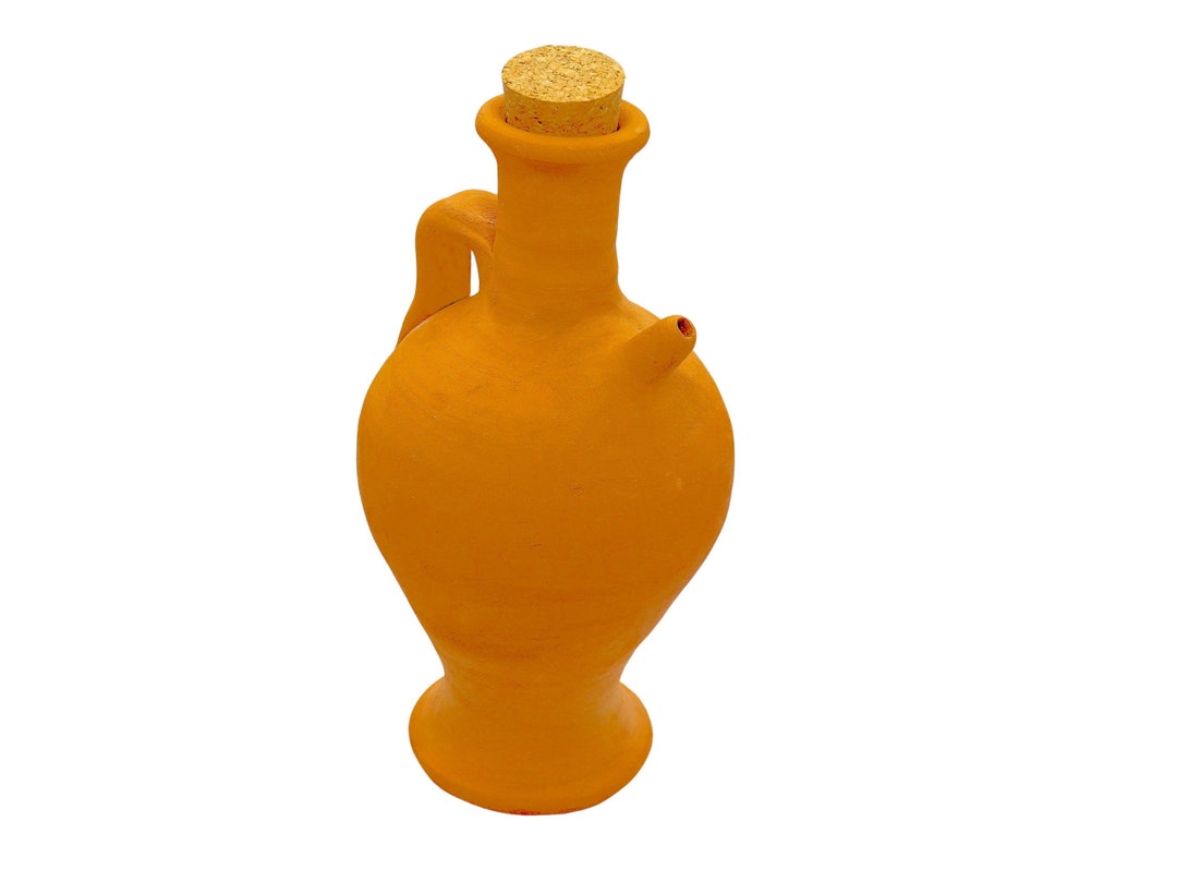 Handmade Pottery Pitcher With Spout, 2.7 Liter Clay Water Jug, Unglazed ...