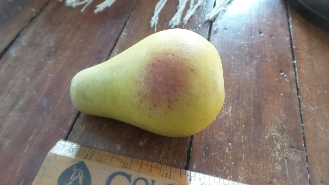 Antique STONE FRUIT PEAR, Yellow, Large, Primitive, Farmhouse, for a ...
