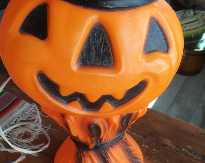 Vintage HALLOWEEN BLOW MOLD Pumpkin, Jack-o-lantern,corn Shock, Light ...