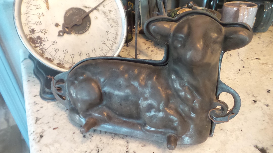 Antique Cast Iron 2-part LAMB CAKE MOLD Easter, Birthday, Special ...