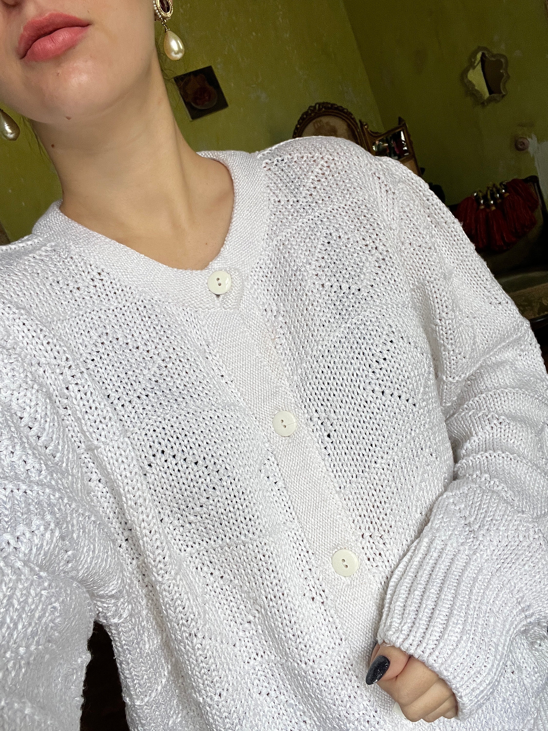 Vintage White Cardigan White Cropped Cardigan - Etsy