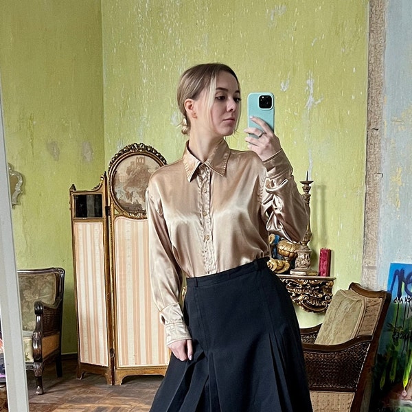 Gold Satin Shirt - Etsy