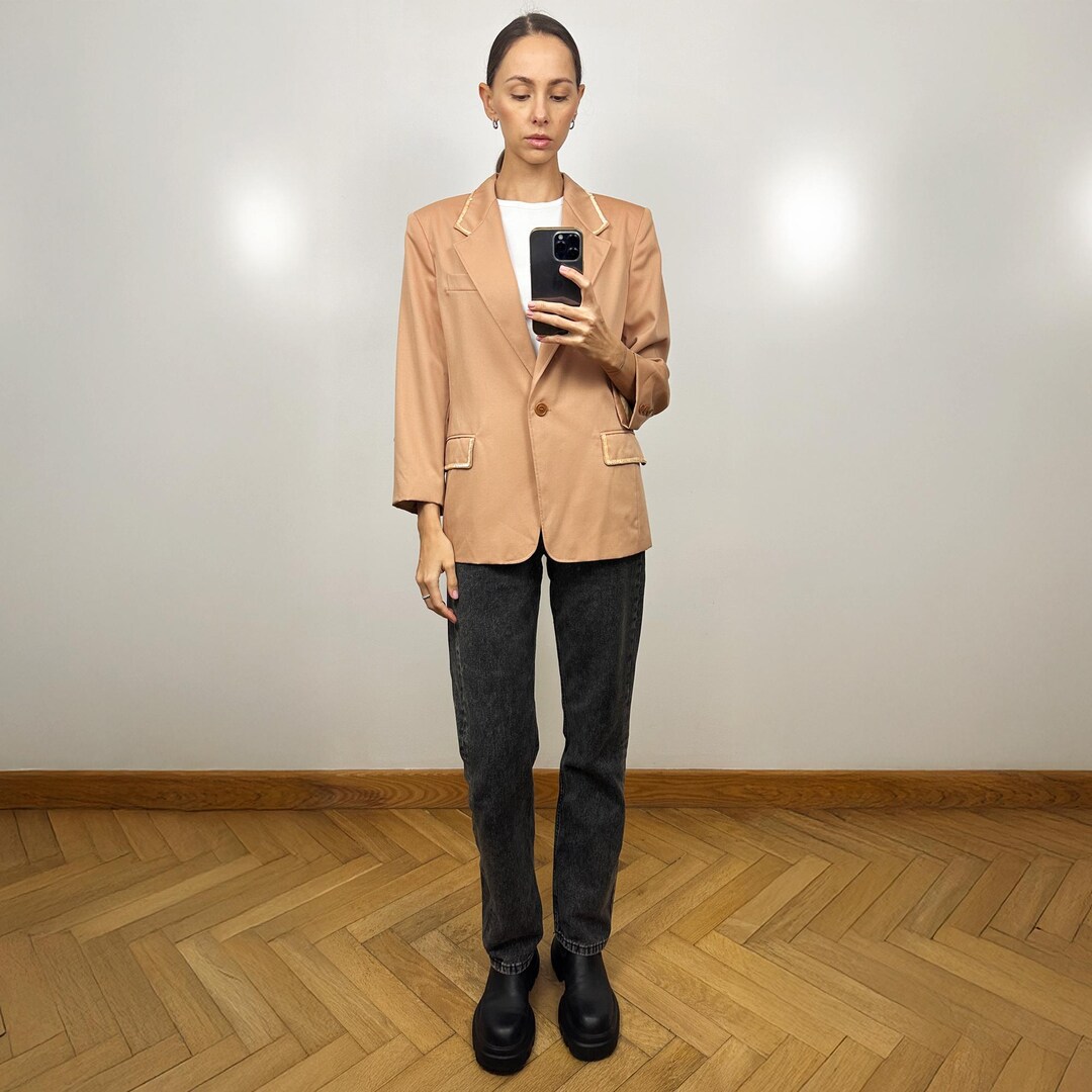 Vintage Beige Wool MARELLA Elegant Blazer, Designer Wool Jacket - Etsy