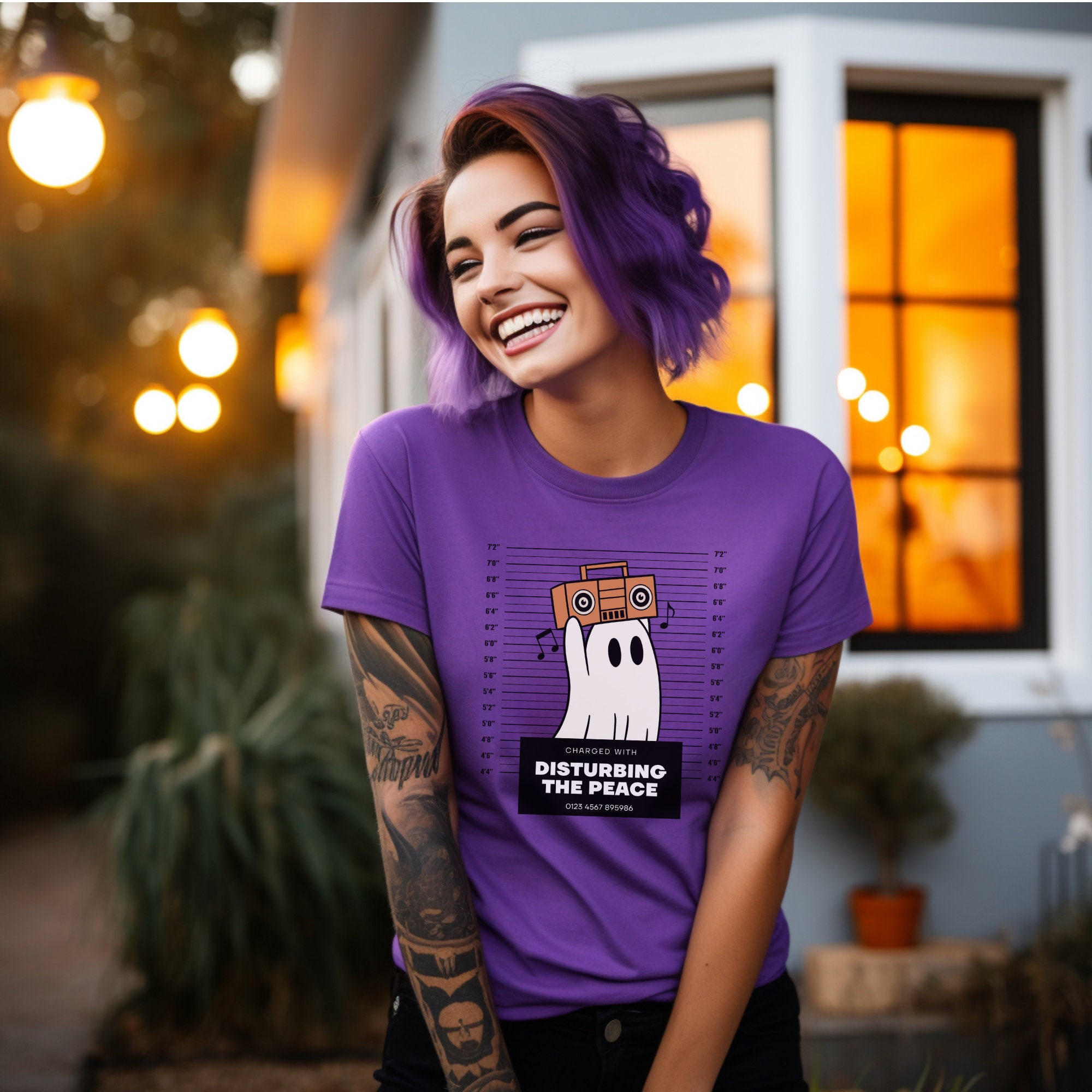 Funny Halloween Ghost Mugshot Boombox Shirt, Radio Music Ghost ...