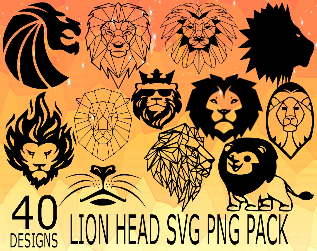 Lion Head SVG PNG Desing Bundles, Svg Lions Icons, Lion Tribute, Lion ...