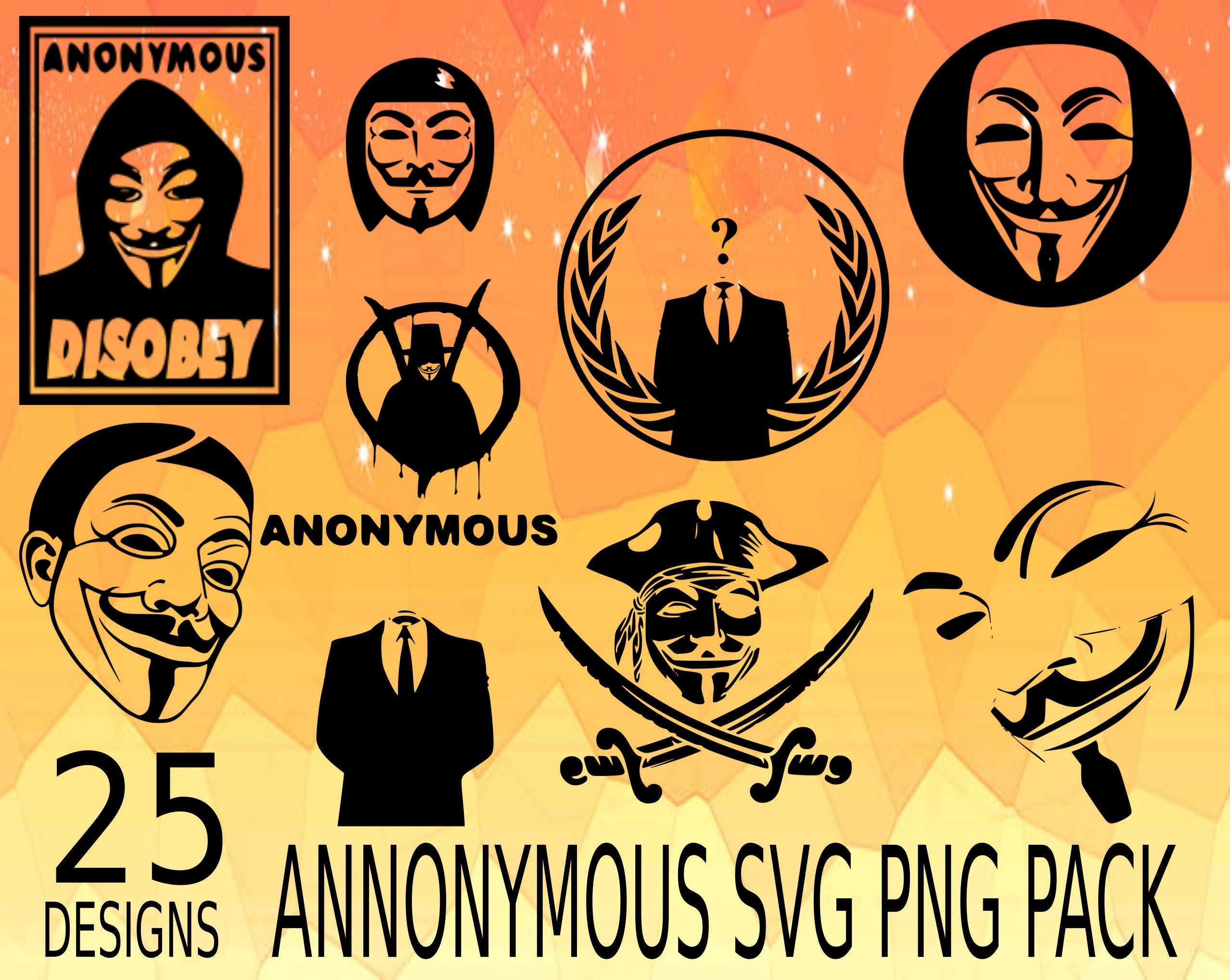 Annonymous SVG PNG Design Bundle Cricuit Design Pack Annonymous Hacker ...