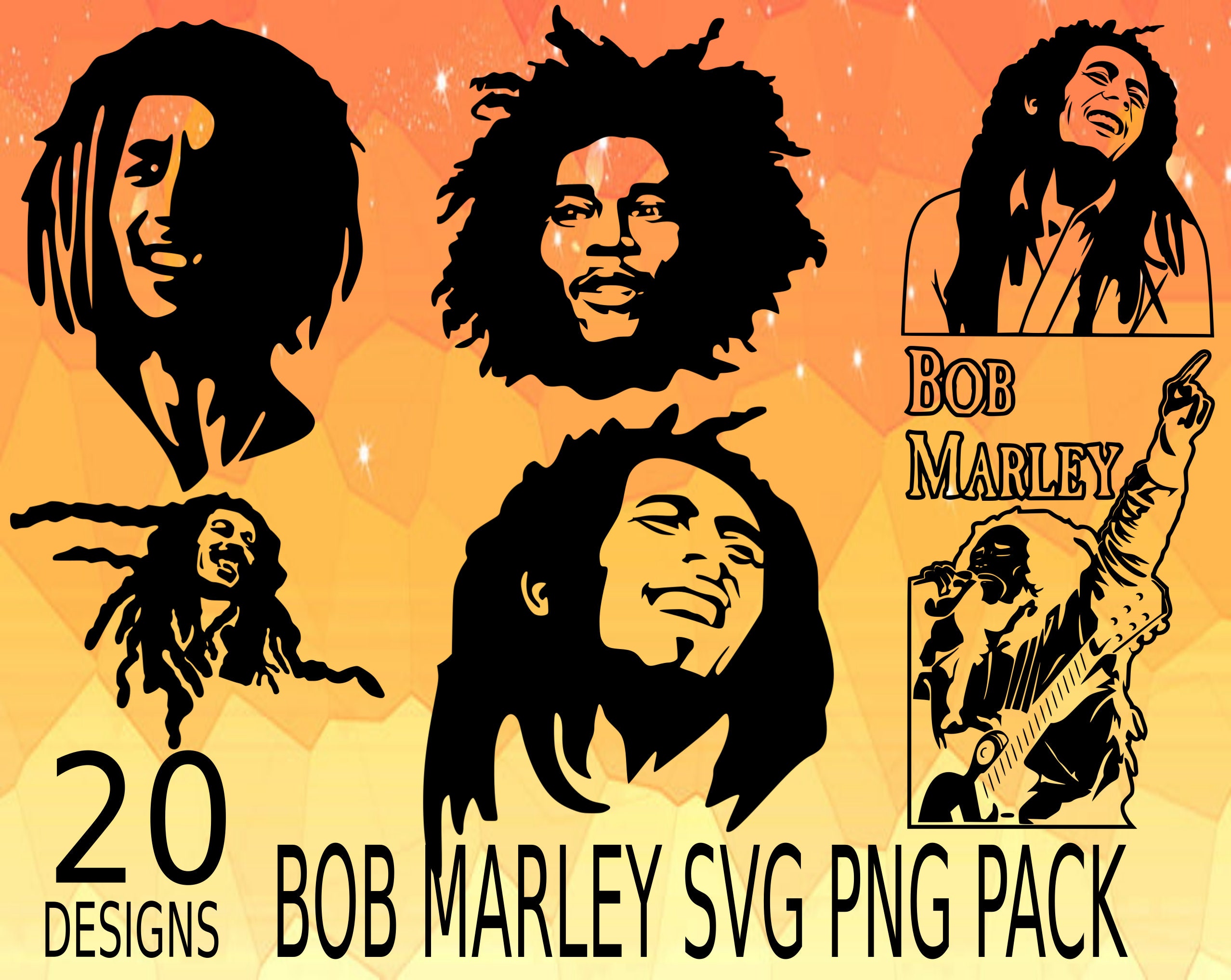 Bob Marley SVG PNG Design bundle cricuit design pack marley, don't ...