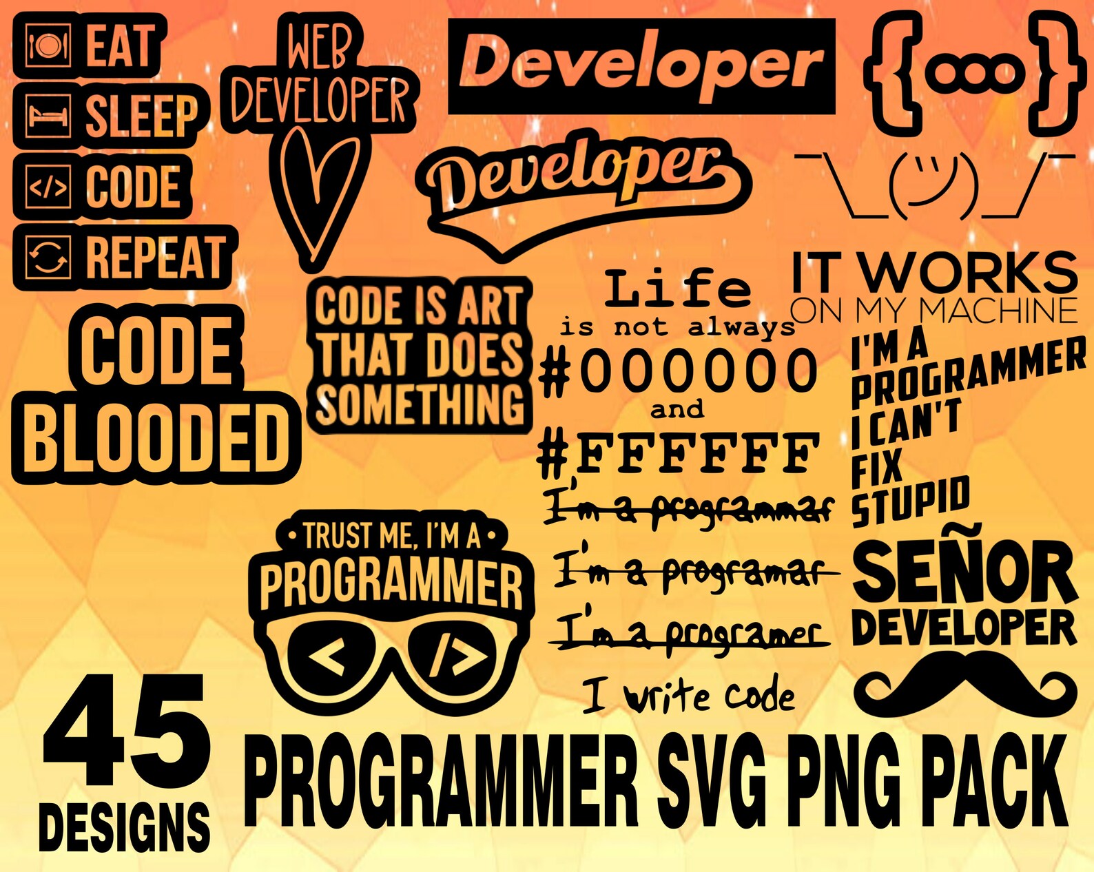 Programmer Stickers Vector SVG PNG Design Bundle Cricuit - Etsy