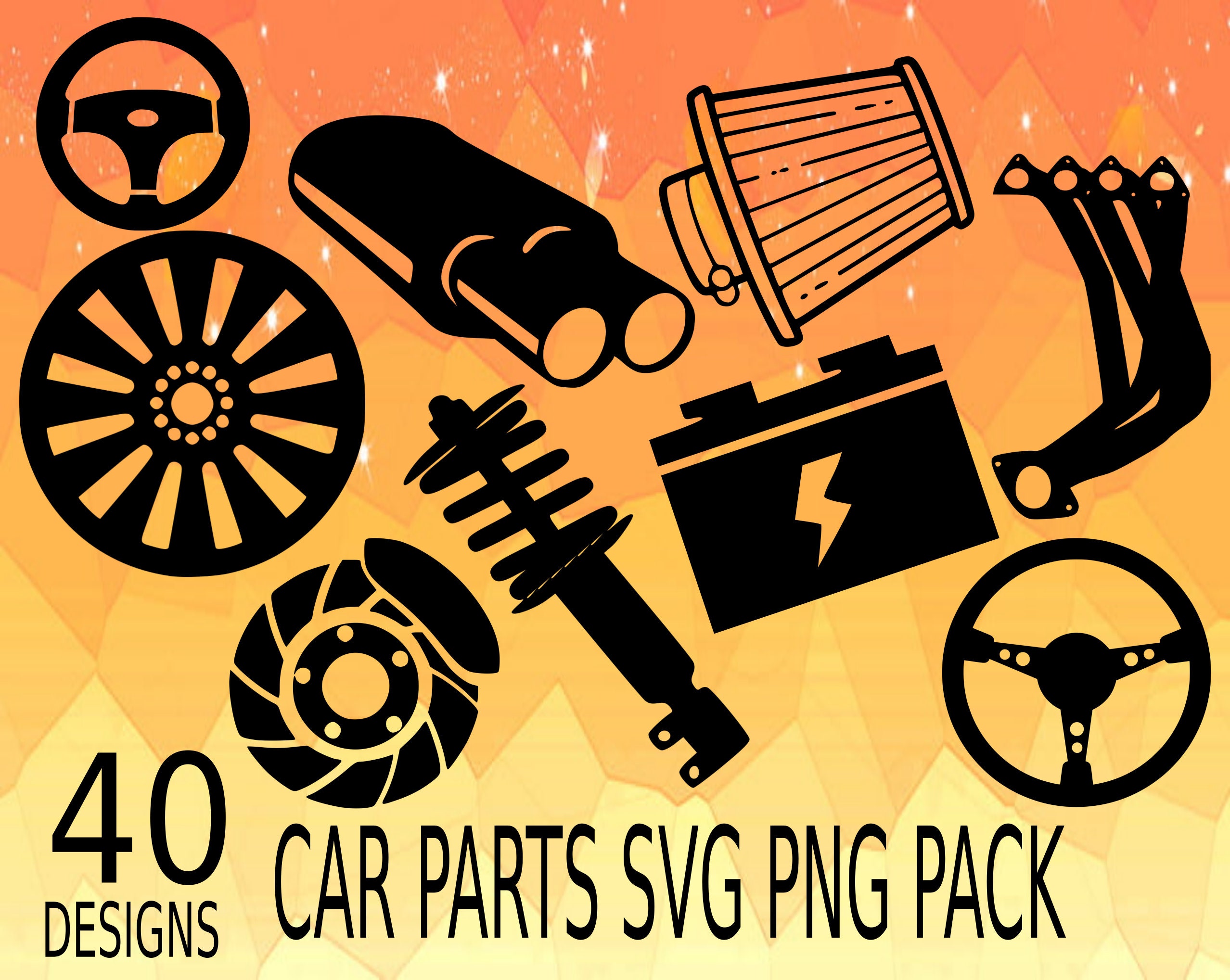 Car Parts SVG PNG Design Bundle Stickers Design Pack Cricuit - Etsy