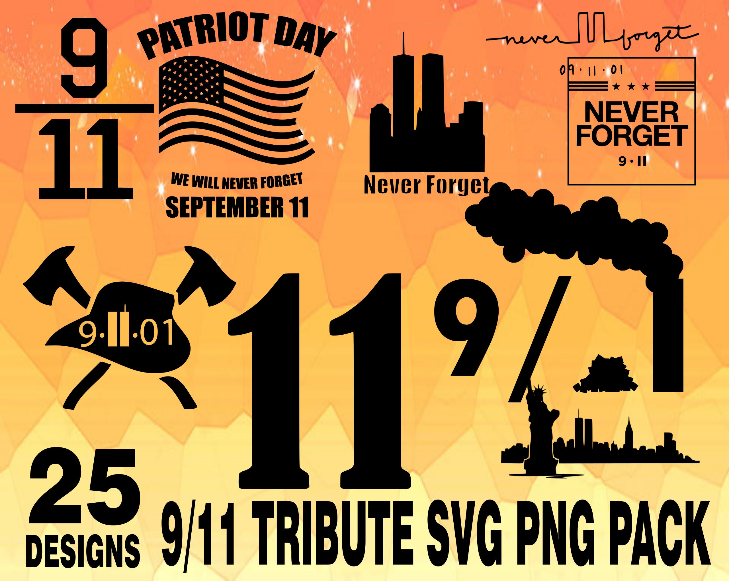 Nine Eleven 9/11 Tribute Vector Pack SVG Vector Pack Nine - Etsy