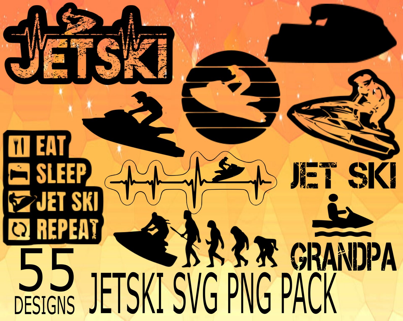 Jet Ski Stickers Decals SVG PNG Design Bundle Cricuit Design - Etsy