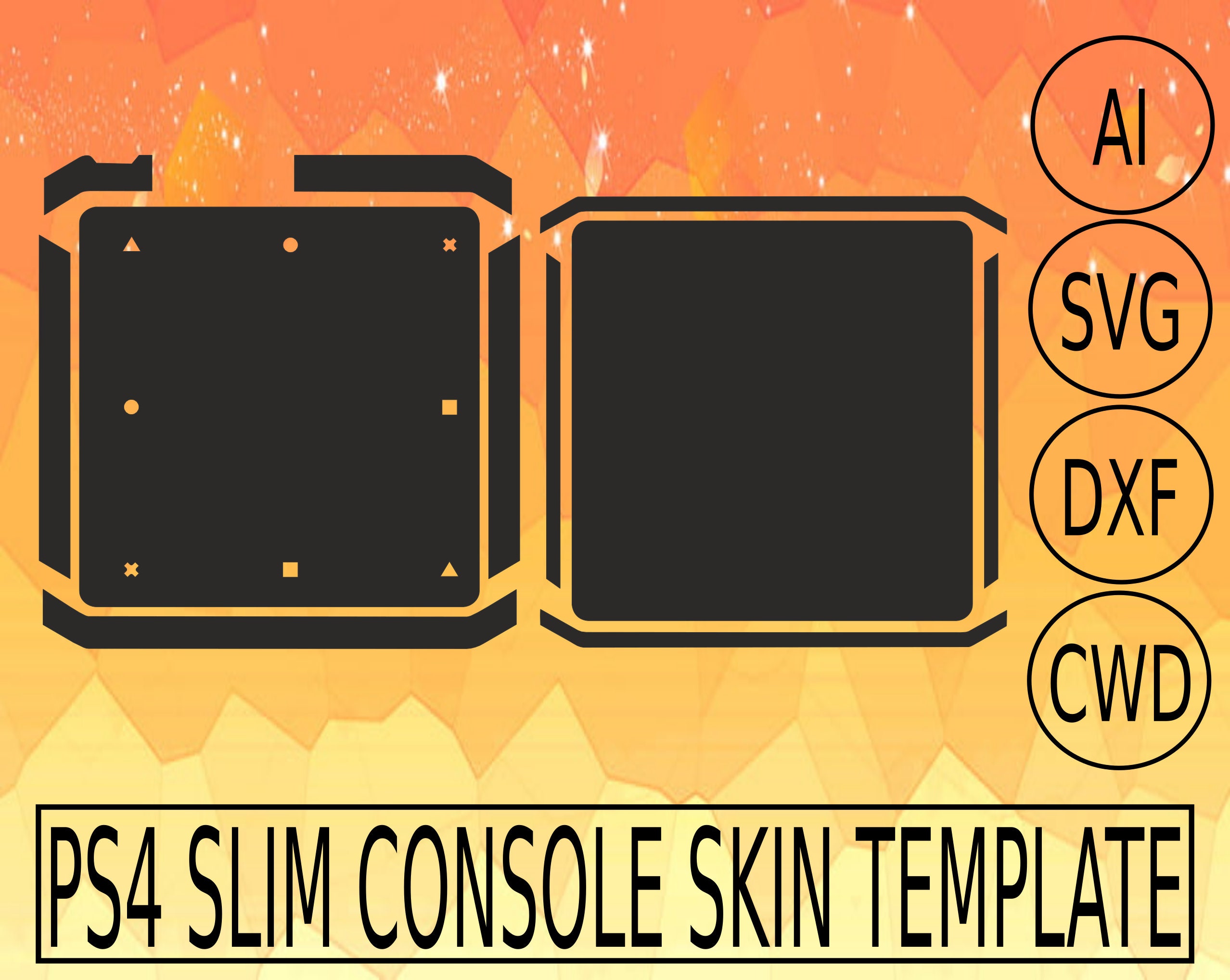 PS4 Video Game Console Slim Version, Skin Template SVG AI DXF Corel ...